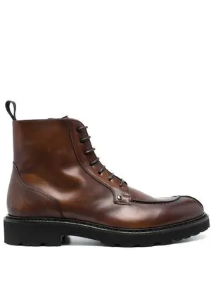 Canali Almond-toe Leather Ankle Boots