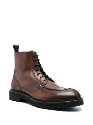 Canali Almond-toe Leather Ankle Boots