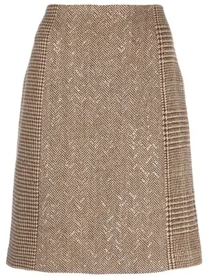 Ralph Lauren Houndstooth-pattern Straight Skirt
