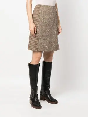 Ralph Lauren Houndstooth-pattern Straight Skirt