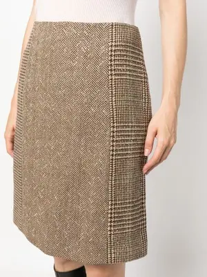 Ralph Lauren Houndstooth-pattern Straight Skirt