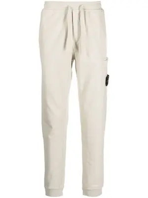 Stone Island Compass-patch Cotton Track Pants - Neutrals