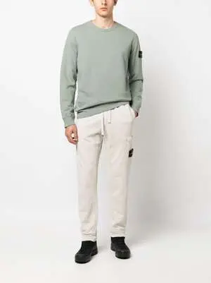 Stone Island Compass-patch Cotton Track Pants - Neutrals