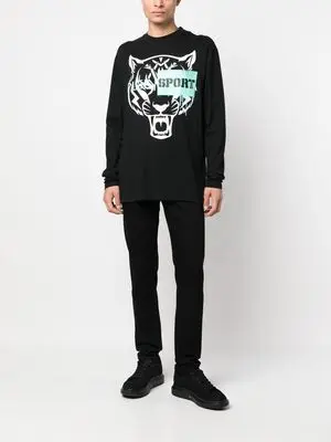 PLEIN SPORT Tiger-motif Long-sleeved T-shirt