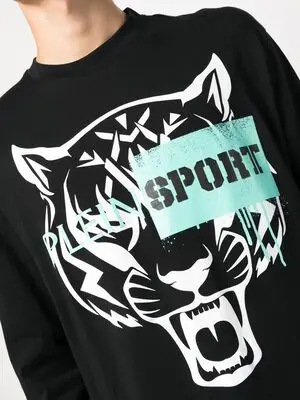 PLEIN SPORT Tiger-motif Long-sleeved T-shirt