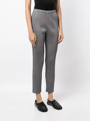 Issey Miyake Plissé Cropped Trousers - Grey