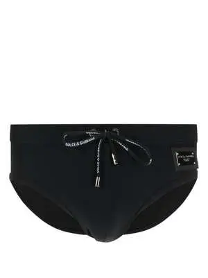 Dolce & Gabbana Logo-plaque Swim Trunks - Black