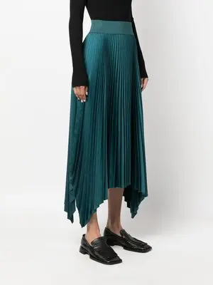JOSEPH Ade Pleated Midi Skirt - Green