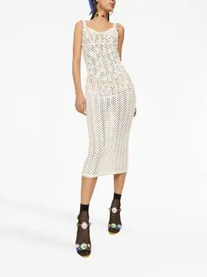 Dolce & Gabbana Crochet-knit Midi Dress - Neutrals