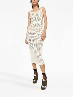 Dolce & Gabbana Crochet-knit Midi Dress - Neutrals