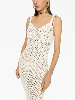 Dolce & Gabbana Crochet-knit Midi Dress - Neutrals