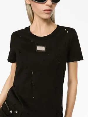 Dolce & Gabbana Distressed-effect Logo-plaque T-shirt