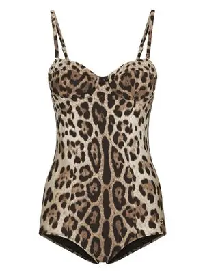 Dolce & Gabbana Leopard-print Swimsuit - Neutrals