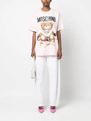 Moschino Teddy Bear-print Cotton T-shirt - Pink