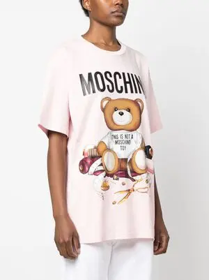 Moschino Teddy Bear-print Cotton T-shirt - Pink