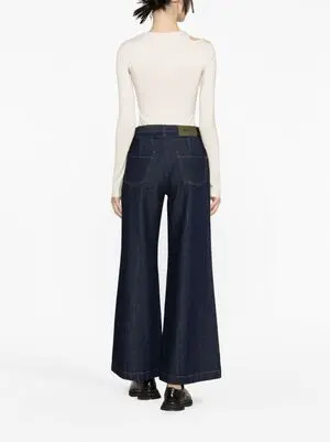 Aspesi Wide Leg Flare Jeans - Blue