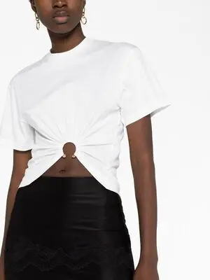 Rabanne Gathered Cotton T-shirt - White