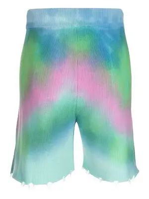LANEUS Tie-dye Ribbed-knit Shorts