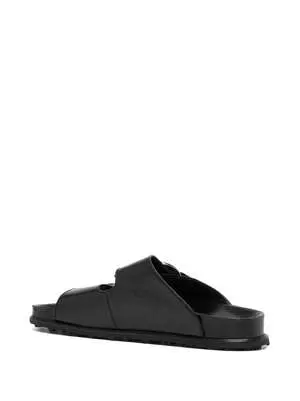 MARINE SERRE Logo-debossed Buckle-strap Leather Sandals