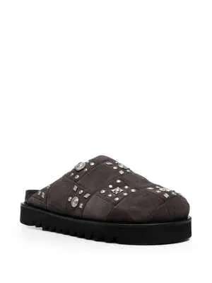 TOGA VIRILIS Stud-embellished Suede Slippers - Grey