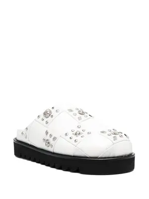 TOGA VIRILIS Stud-embellished Leather Slippers - White