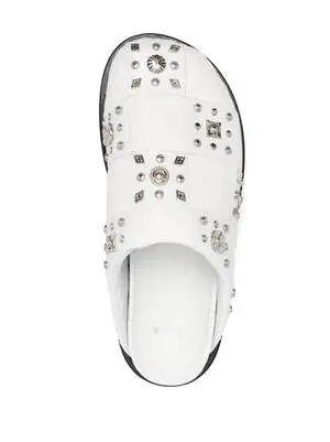 TOGA VIRILIS Stud-embellished Leather Slippers - White