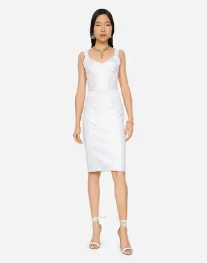 Dolce & Gabbana Marquisette And Satin Skirt With Corset Details - White