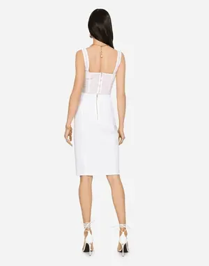 Dolce & Gabbana Marquisette And Satin Skirt With Corset Details - White