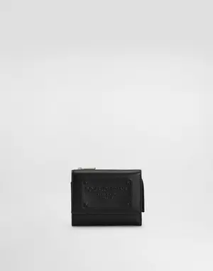 Dolce & Gabbana Calfskin French Flap Wallet With Raised Logo - Black