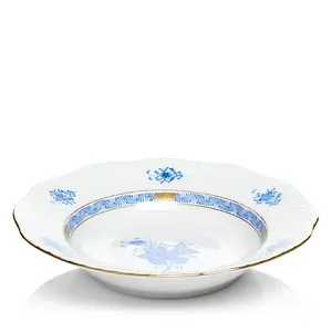 HEREND Chinese Bouquet 8 Rim Soup Bowl - Blue