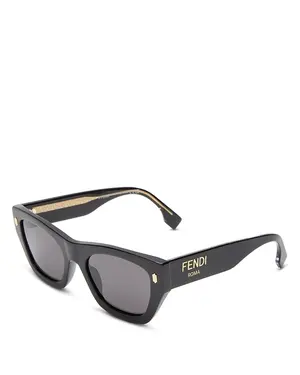 Fendi Roma Square Sunglasses, 53mm - Black/gray Solid