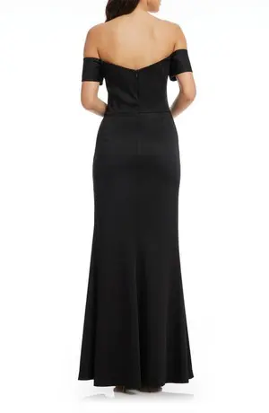 Dress The Population Gabrielle Off-the-shoulder Gown - Black