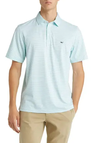 Vineyard Vines Bradley Stripe Sankaty Performance Polo Andros Blue Tejeda