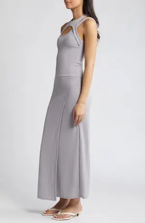 Asos Sleeveless Cutout Ribbed Maxi Dress
