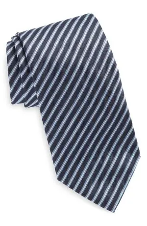 Zegna ZEGNA Brera Ivy Stripe Silk Tie Navy