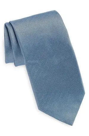 Zegna Brera Cross Weave Silk Tie - Light Blue