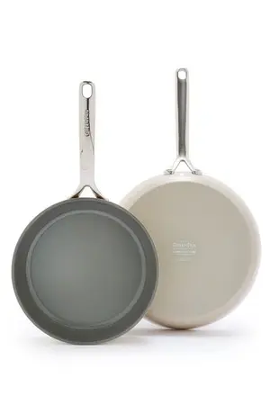 GREENPAN Gp5 10-inch & 12-inch Anodized Aluminum Ceramic Nonstick Frying Pan Set - Taupe