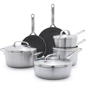 GREENPAN Gp5 10-piece Nonstick Cookware Set - Stainless Steel