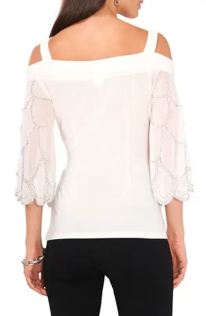 Chaus Rhinestone Cold Shoulder Blouse