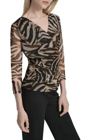 Dkny Mesh Surplice Top