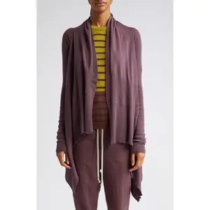 Rick Owens Open Front Waterfall Wool Cardigan - Amethyst