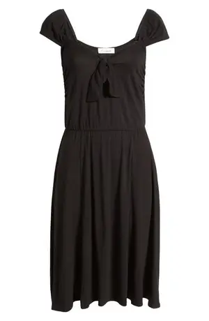 Loveappella Tie-front A-line Dress - Black