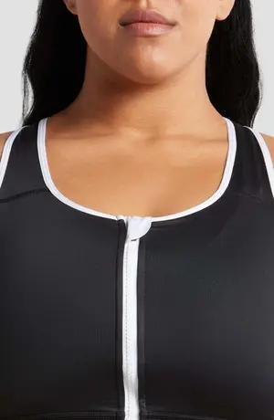 TOMBOYX Racerback Zip Bikini Top - Black Novelty