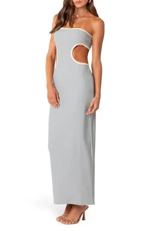 EDIKTED Michelle Cutout Rib Maxi Dress