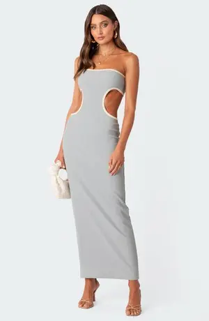 EDIKTED Michelle Cutout Rib Maxi Dress