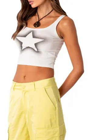 EDIKTED Star Graphic Crop Tank Top