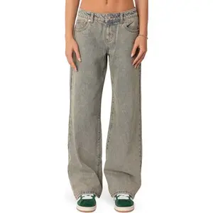 EDIKTED Magda Acid Wash Low Rise Jeans