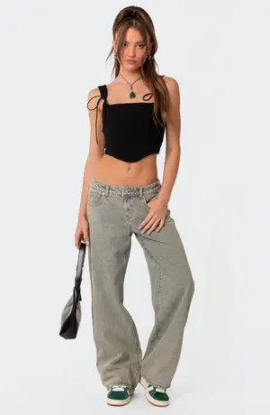 EDIKTED Magda Acid Wash Low Rise Jeans
