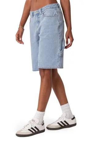 EDIKTED Low Rise Carpenter Bermuda Denim Shorts