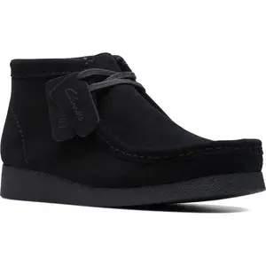 Clarks Wallabee Suede Boots - Black Suede